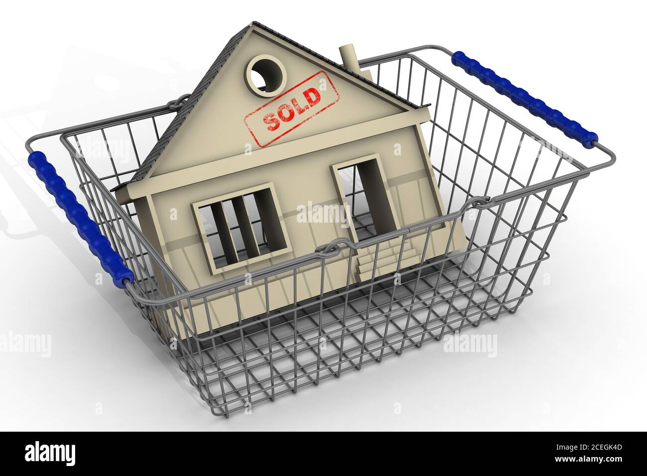 The house is sold. Symbol of the house is in the grocery basket with ...