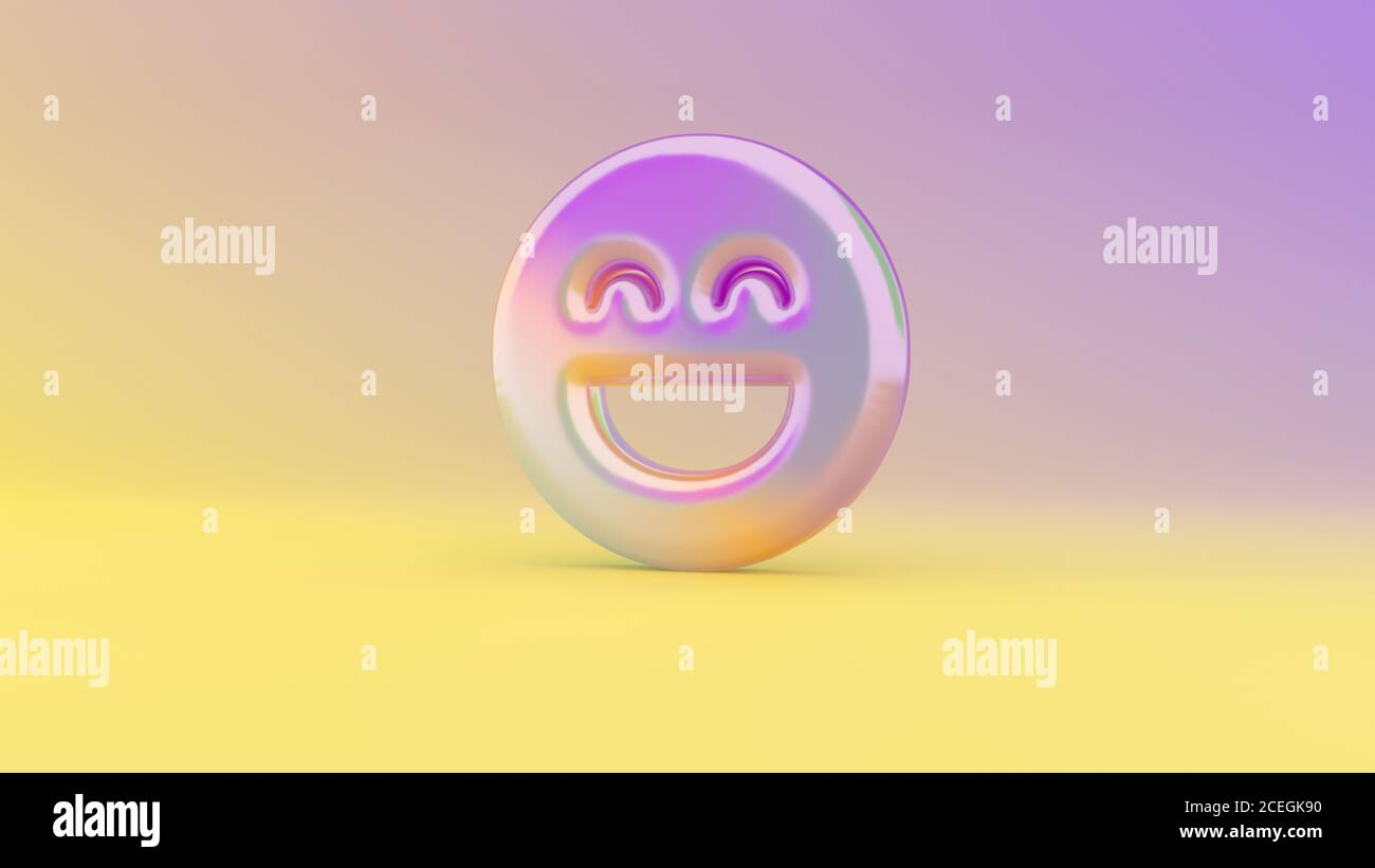 Colorful vibrant 3d rendering puffed symbol of goofy emoticon on ...