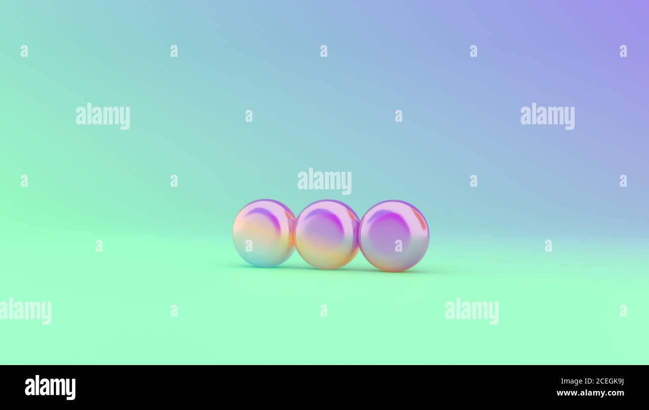 Colorful vibrant 3d rendering puffed symbol of three dots in horizontal ...