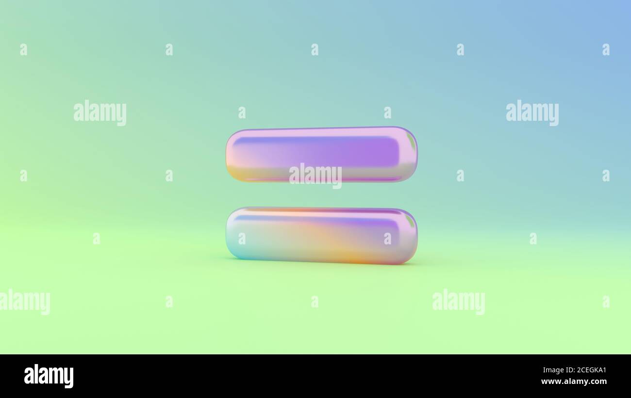 Colorful vibrant 3d rendering puffed symbol of equals rounded sign on ...