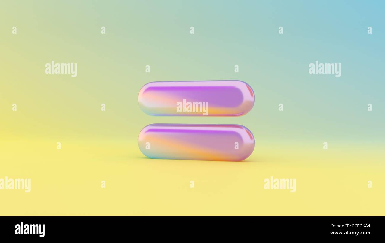 Colorful vibrant 3d rendering puffed symbol of equal sign bold on ...