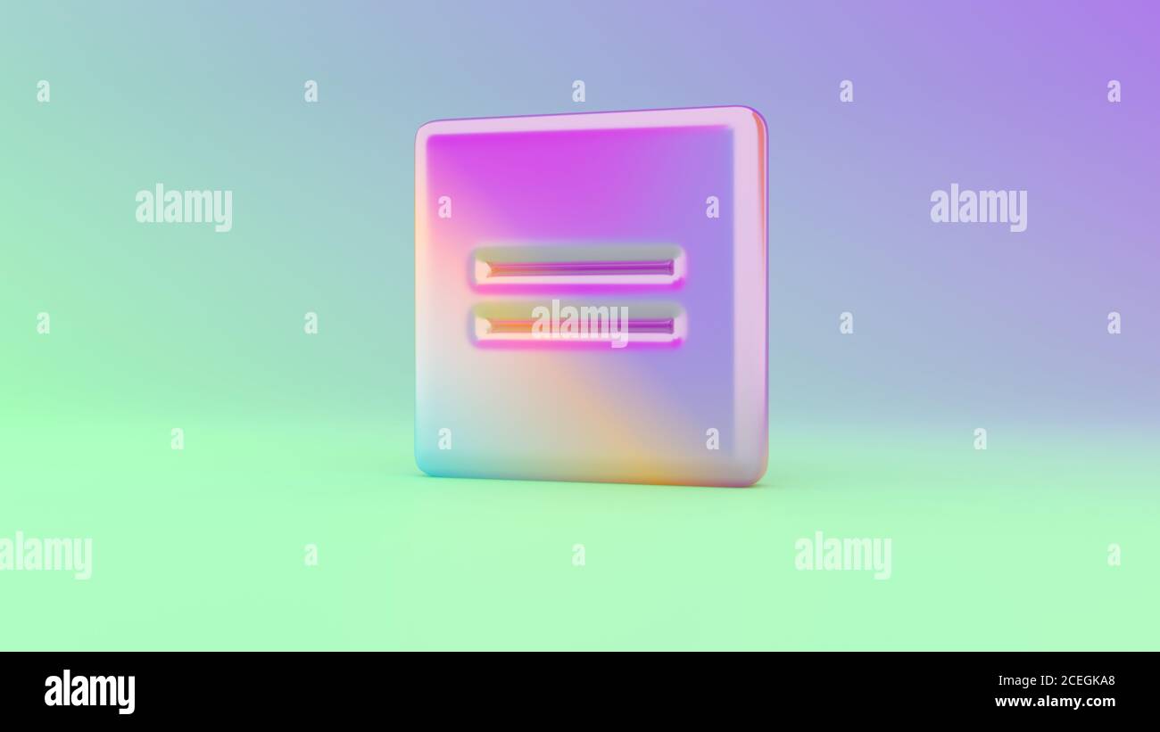 Colorful vibrant 3d rendering puffed symbol of equal symbol in square ...
