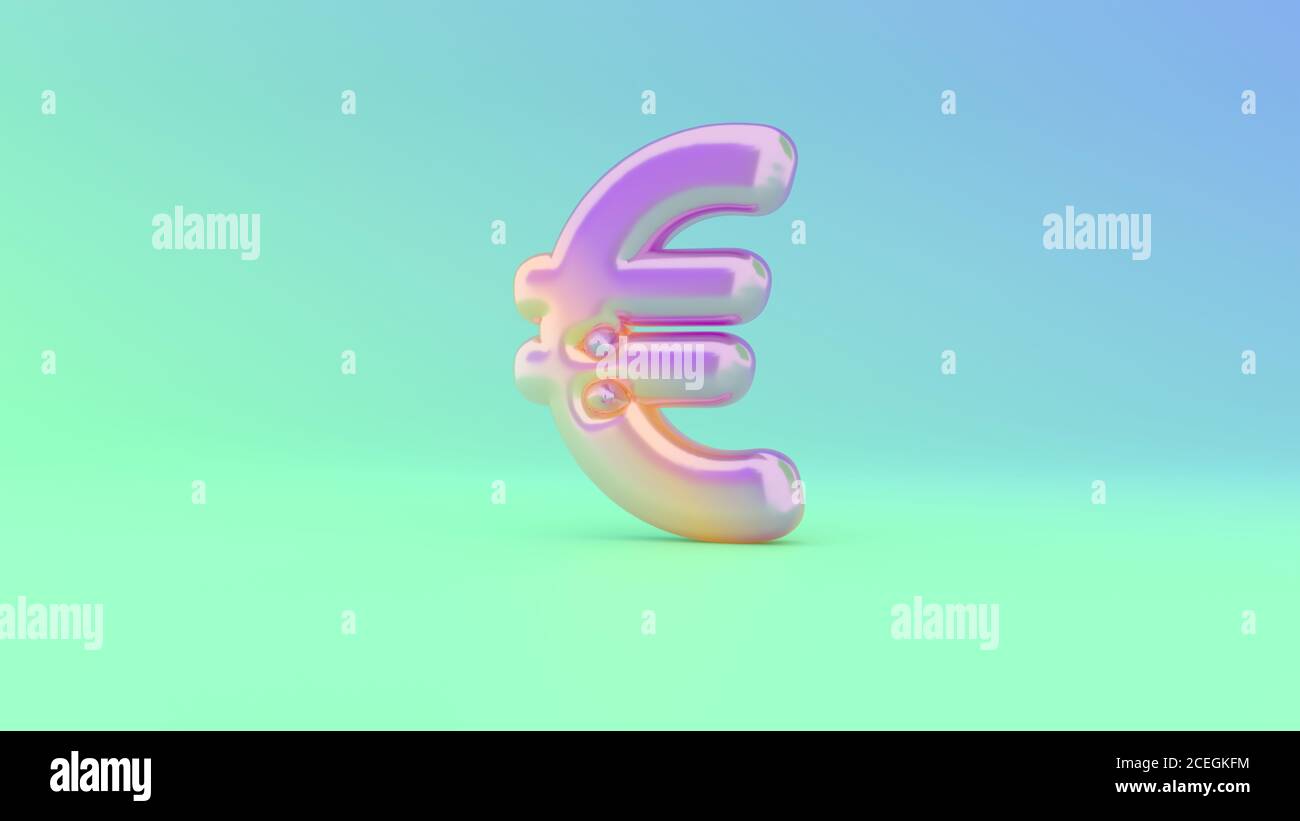 Colorful vibrant 3d rendering puffed symbol of euro sign on colored ...