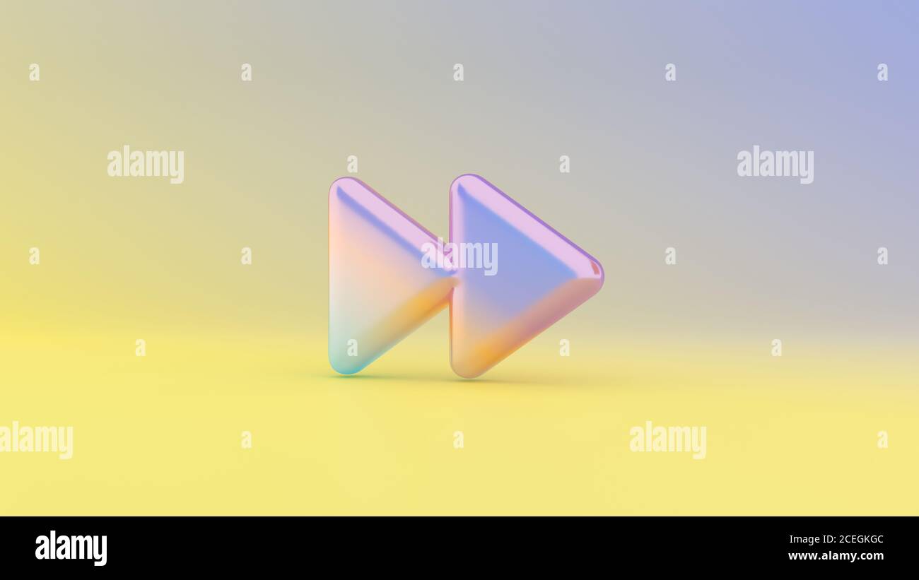 Colorful vibrant 3d rendering puffed symbol of fast forward symbol on ...