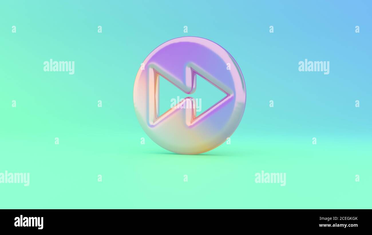 Colorful vibrant 3d rendering puffed symbol of fast forward in circle ...