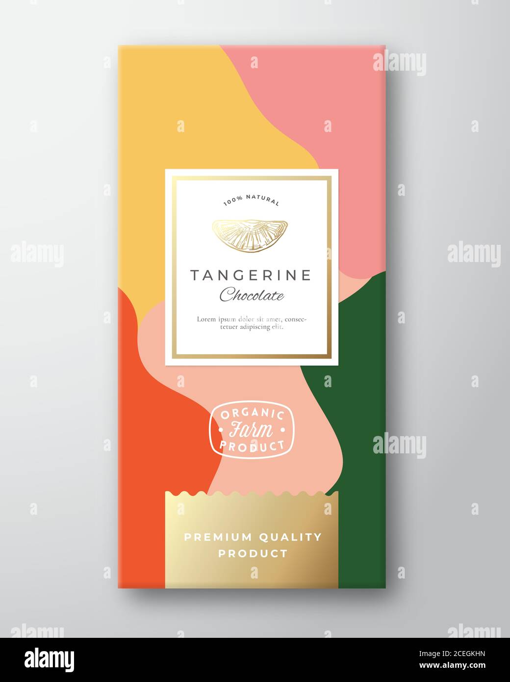 Tangerine Chocolate Label. Abstract Vector Packaging Design Layout with ...