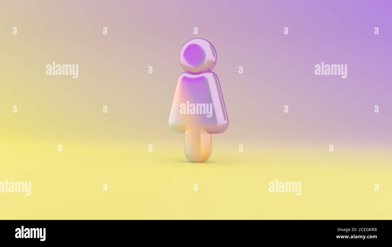 Colorful vibrant 3d rendering puffed symbol of female figure symbol on ...