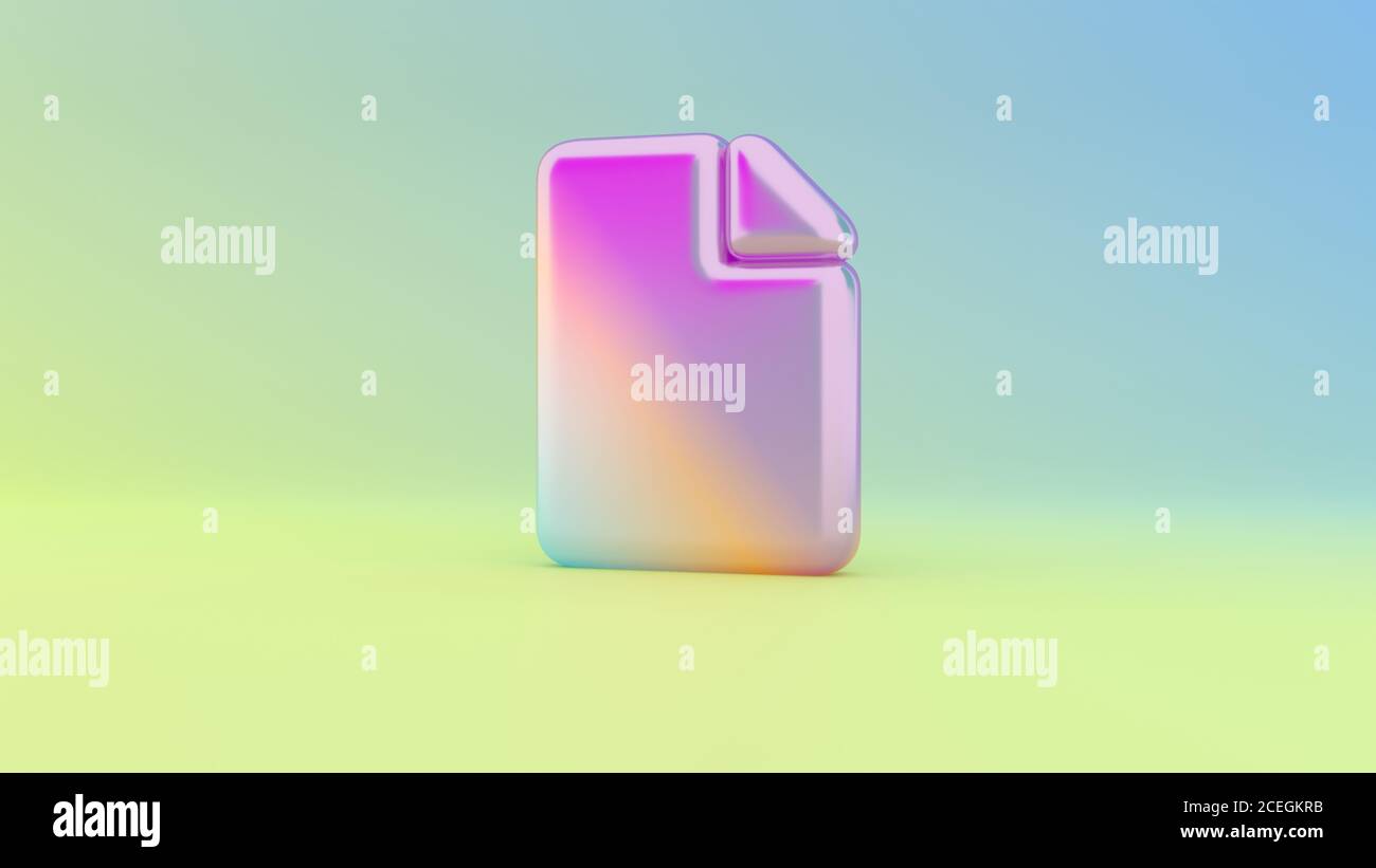 Colorful vibrant 3d rendering puffed symbol of piece of paper with bent ...