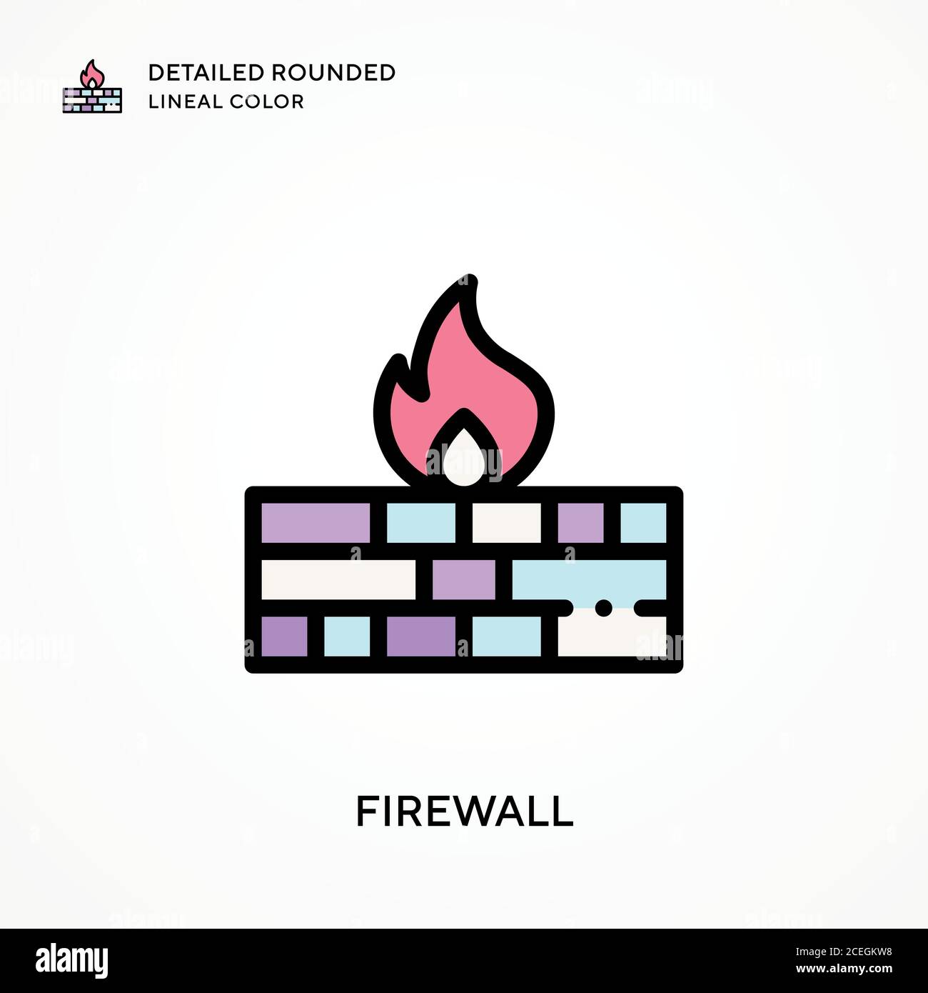 Firewall detailed rounded lineal color. Modern vector illustration ...