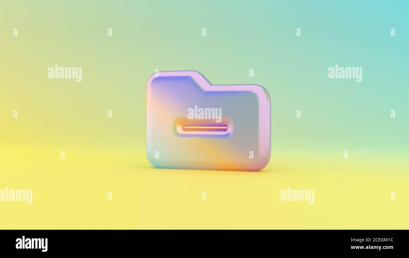 Colorful vibrant 3d rendering puffed symbol of office folder with minus ...