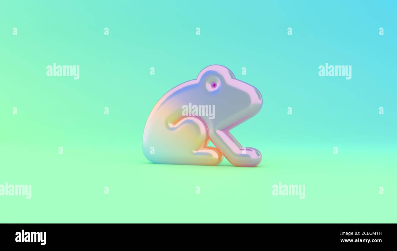 Colorful vibrant 3d rendering puffed symbol of frog from profile on ...
