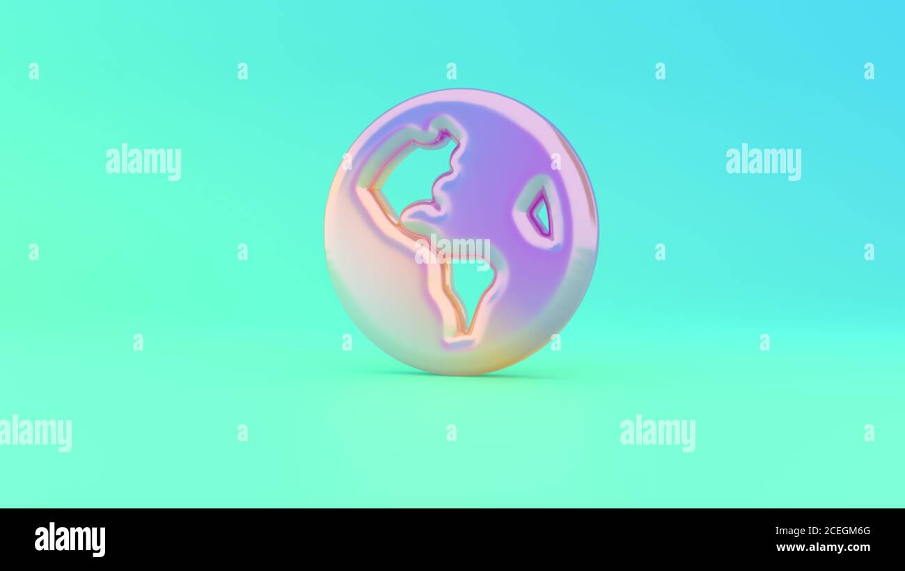 Colorful vibrant 3d rendering puffed symbol of globe Americas ...