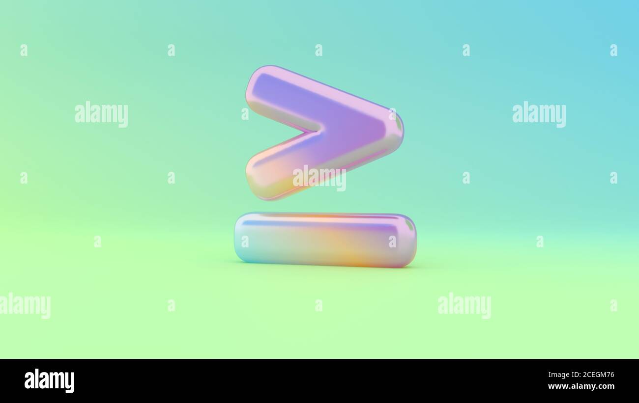 Colorful vibrant 3d rendering puffed symbol of greater than equal ...