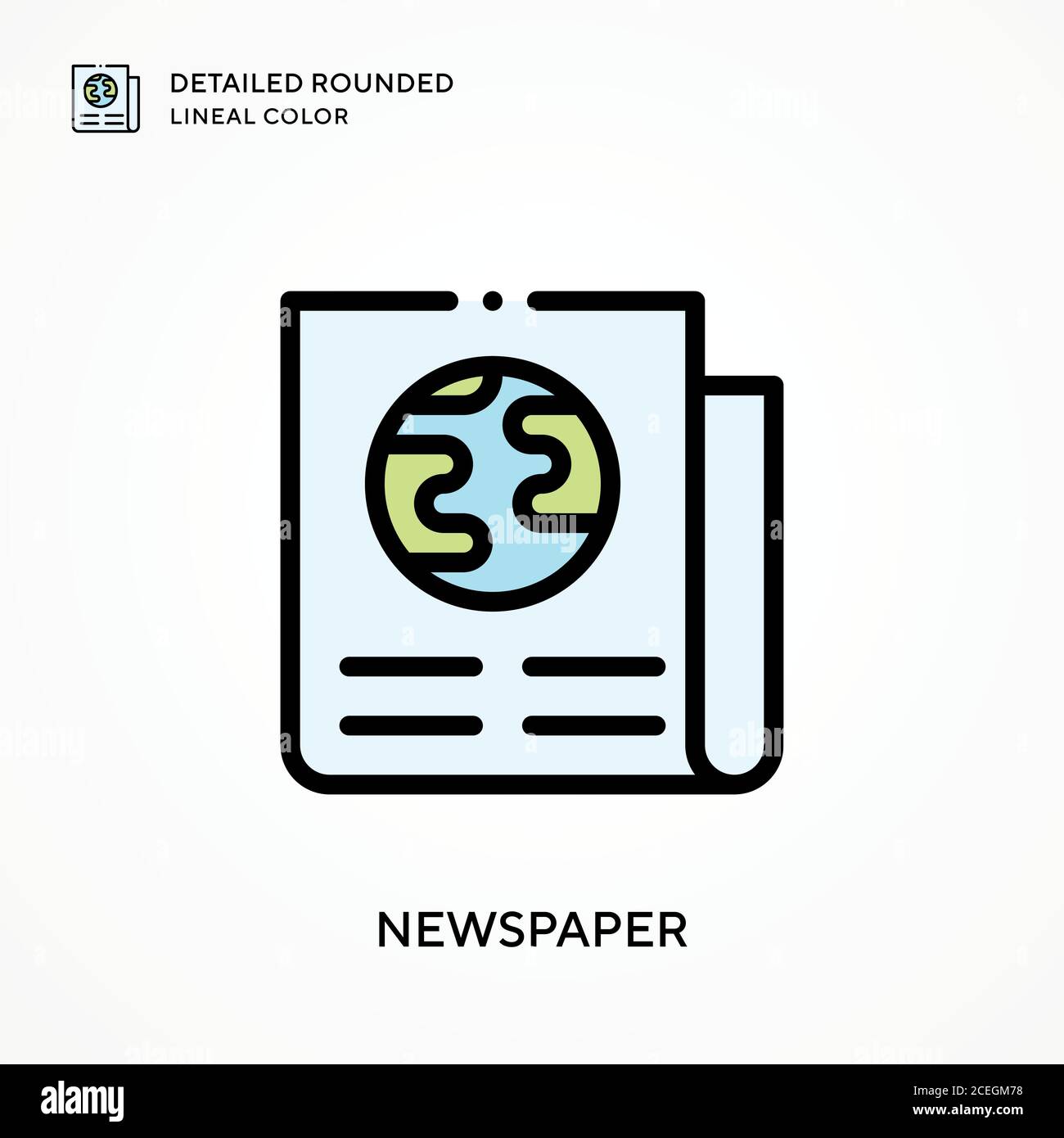 Newspaper detailed rounded lineal color. Modern vector illustration ...