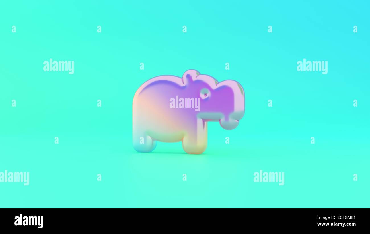 Colorful vibrant 3d rendering puffed symbol of hippo from profile on ...