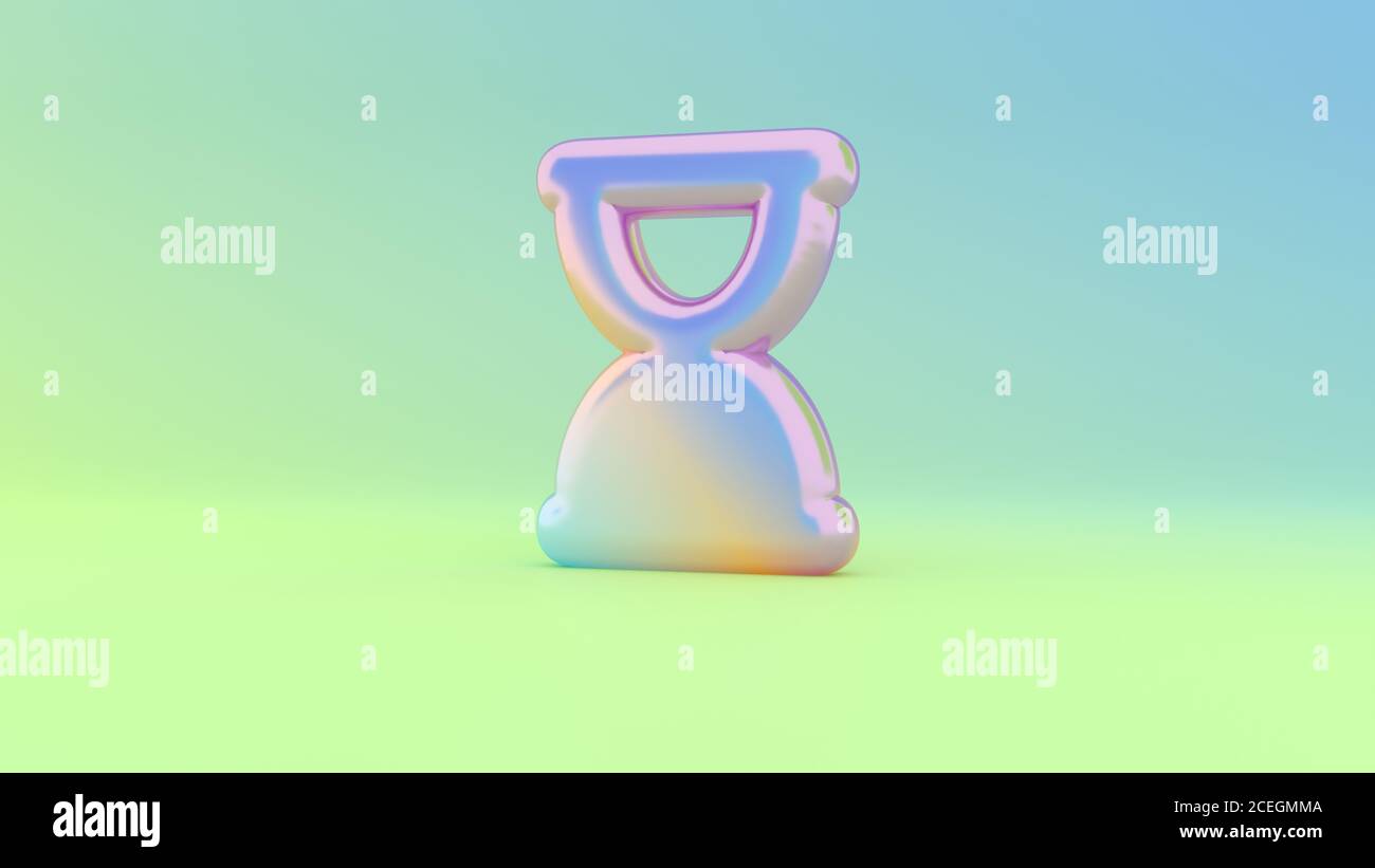 Colorful vibrant 3d rendering puffed symbol of hourglass in end phase ...