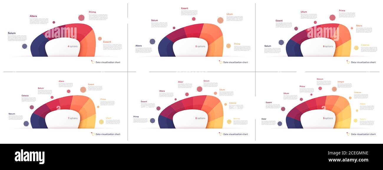 Vector pie chart infographic templates in the form of abstract shape ...