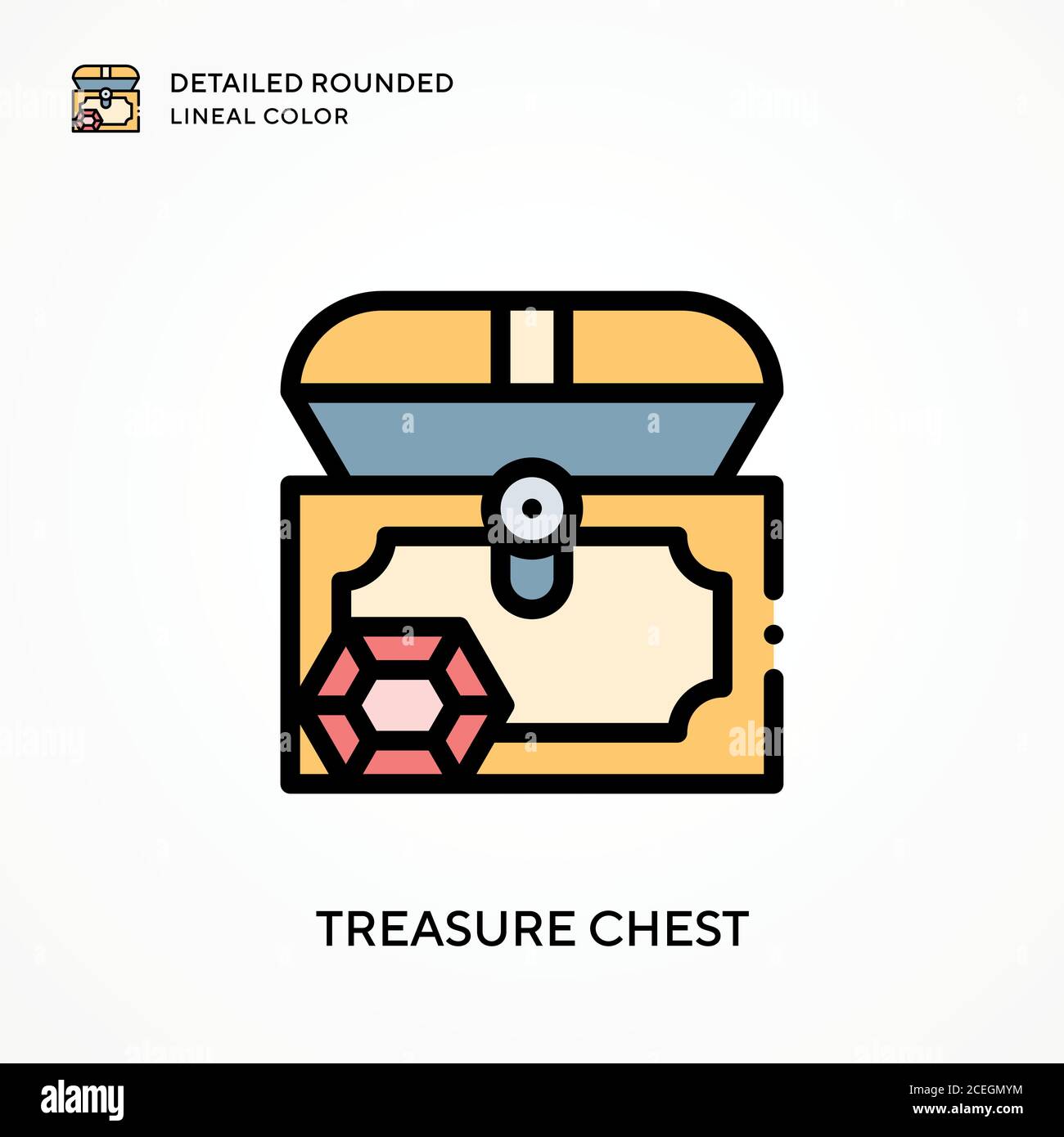 Treasure chest detailed rounded lineal color. Modern vector ...