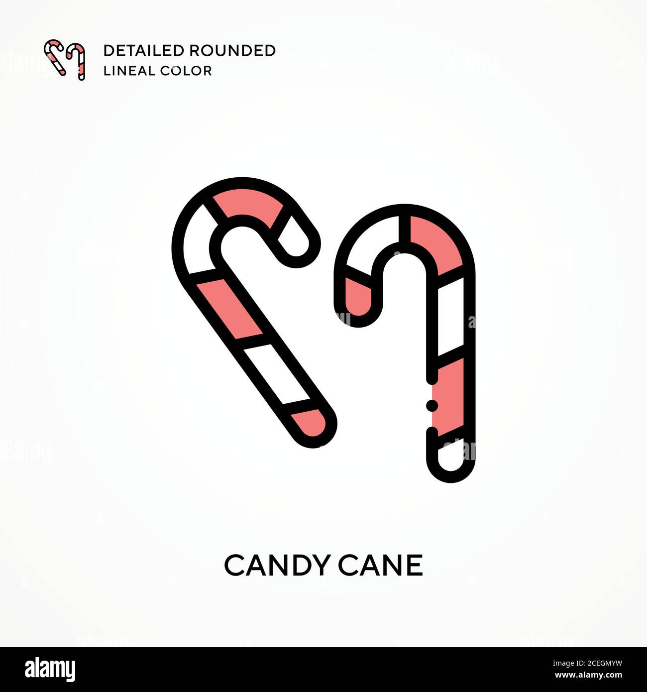 Candy cane detailed rounded lineal color. Modern vector illustration ...