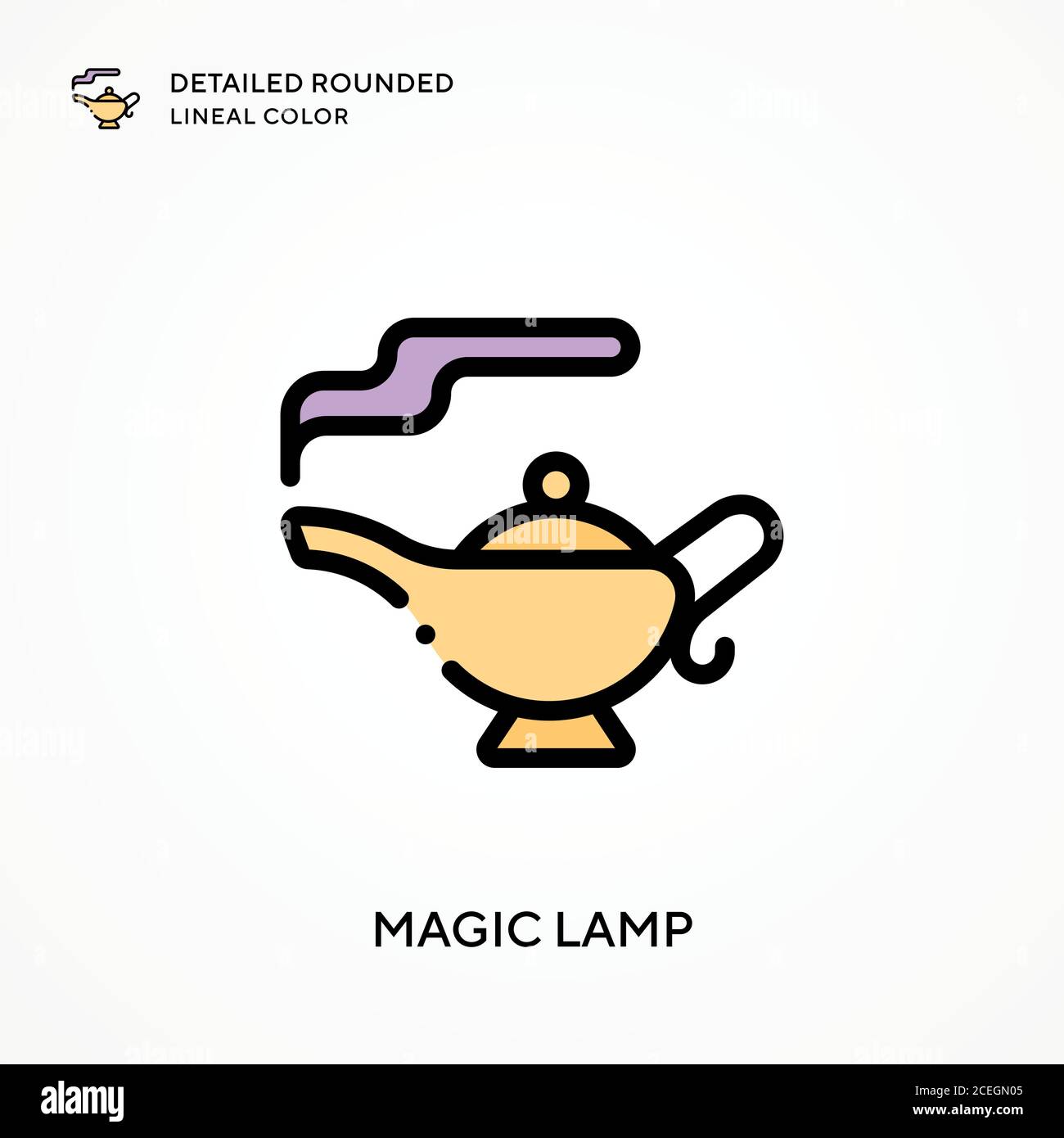 Magic lamp detailed rounded lineal color. Modern vector illustration concepts. Easy to edit and ...