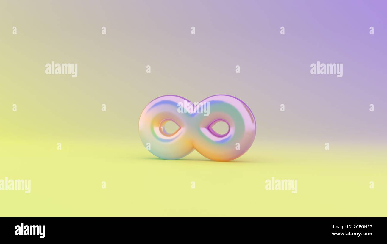 Colorful vibrant 3d rendering puffed symbol of infinity sign on colored ...