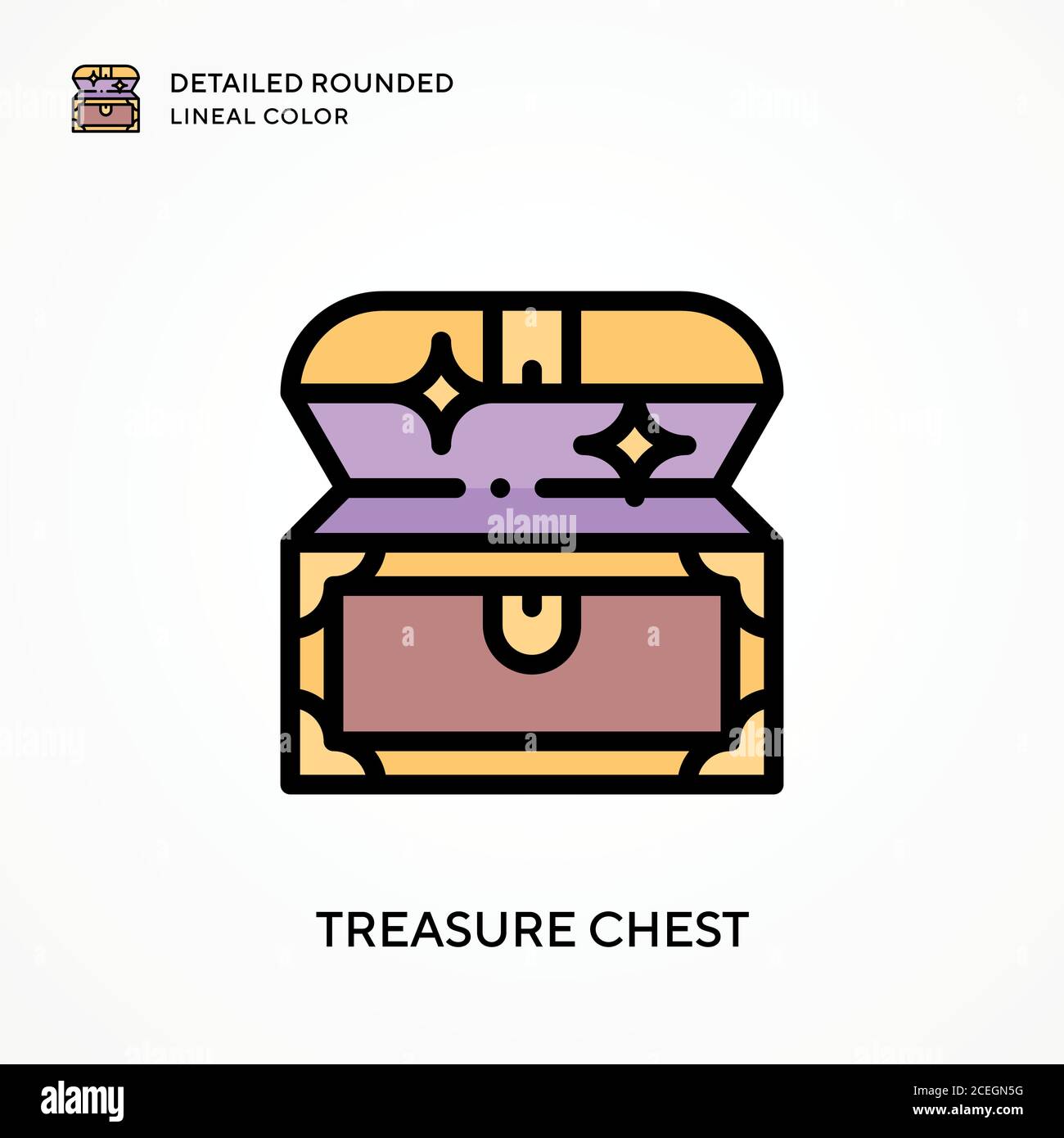 Treasure chest detailed rounded lineal color. Modern vector ...