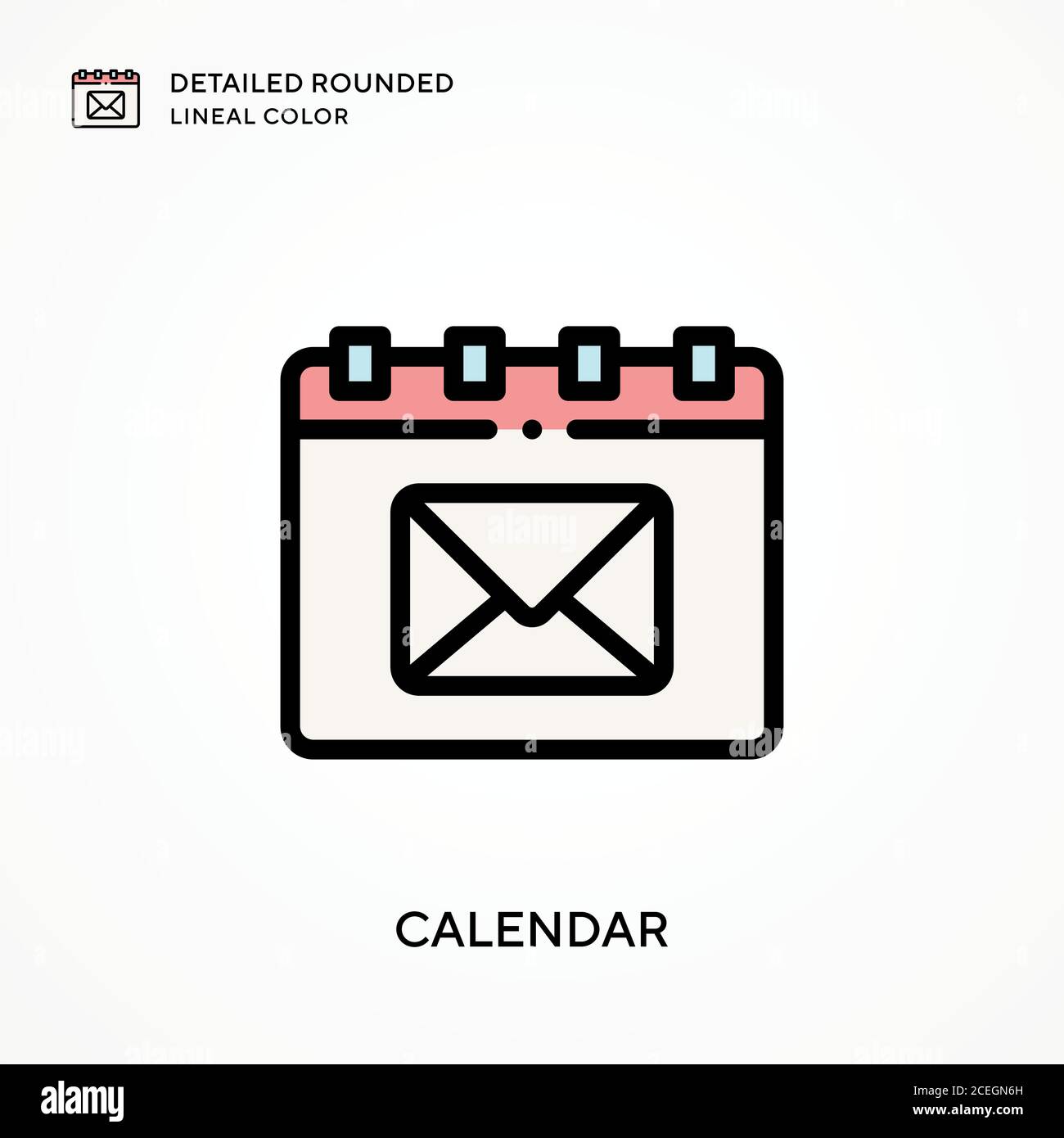 Calendar detailed rounded lineal color. Modern vector illustration ...