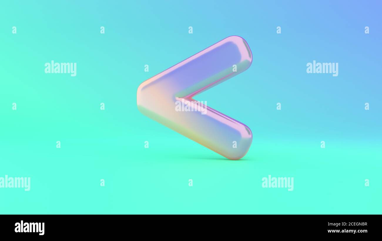 Colorful vibrant 3d rendering puffed symbol of less than mark on ...