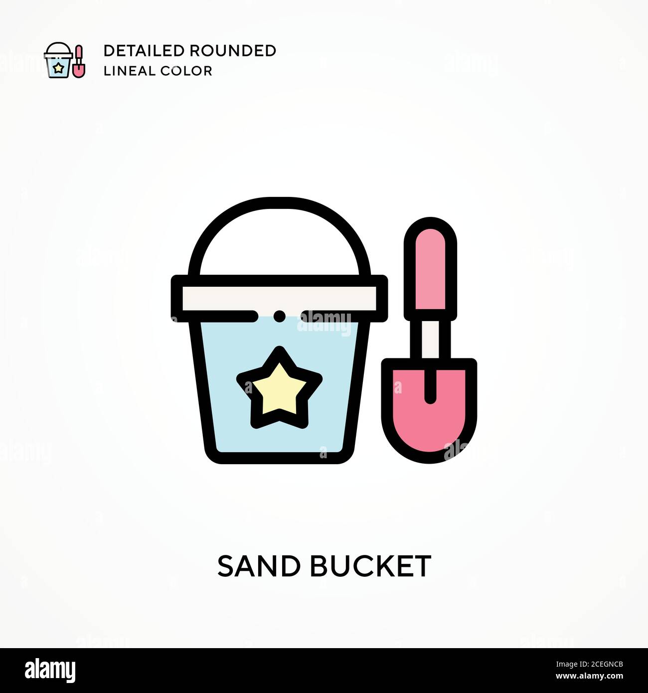 Sand bucket detailed rounded lineal color. Modern vector illustration ...