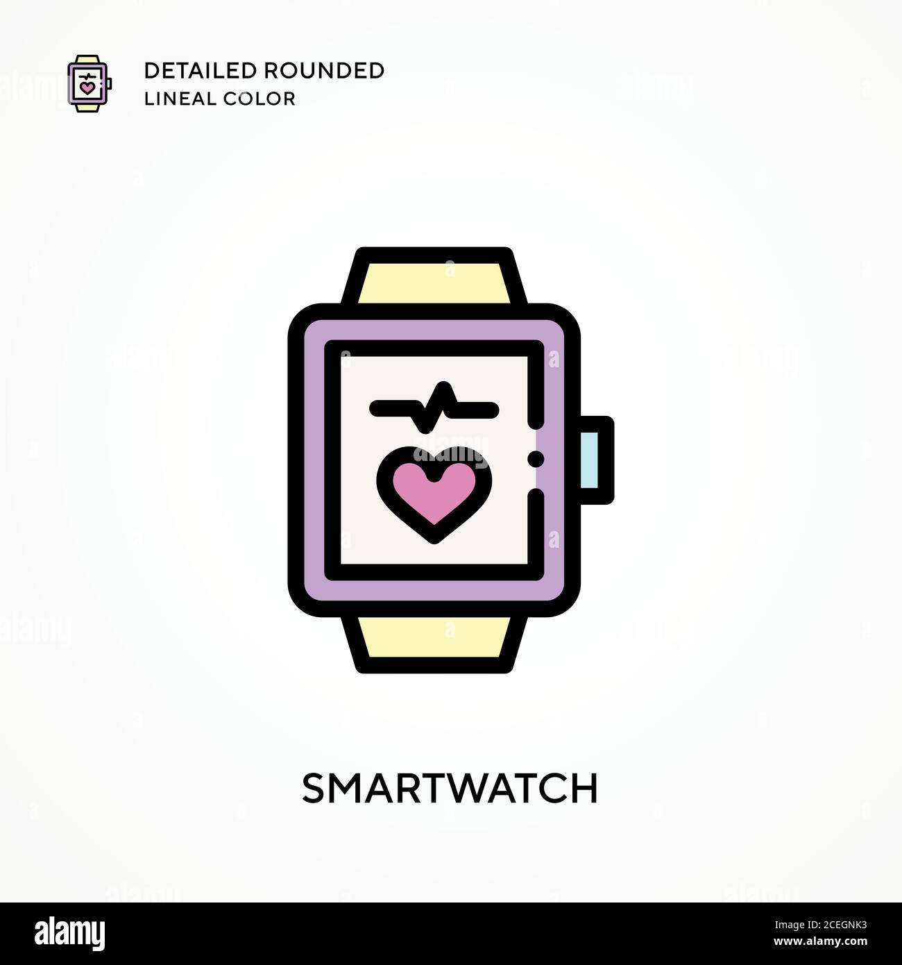 Smartwatch detailed rounded lineal color. Modern vector illustration ...