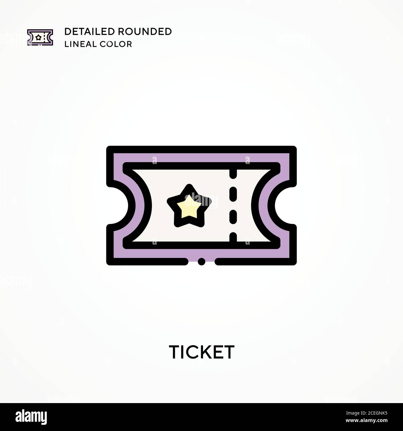 Ticket detailed rounded lineal color. Modern vector illustration ...