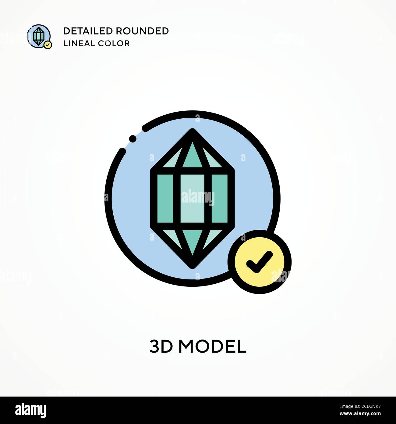 3d model detailed rounded lineal color. Modern vector illustration ...