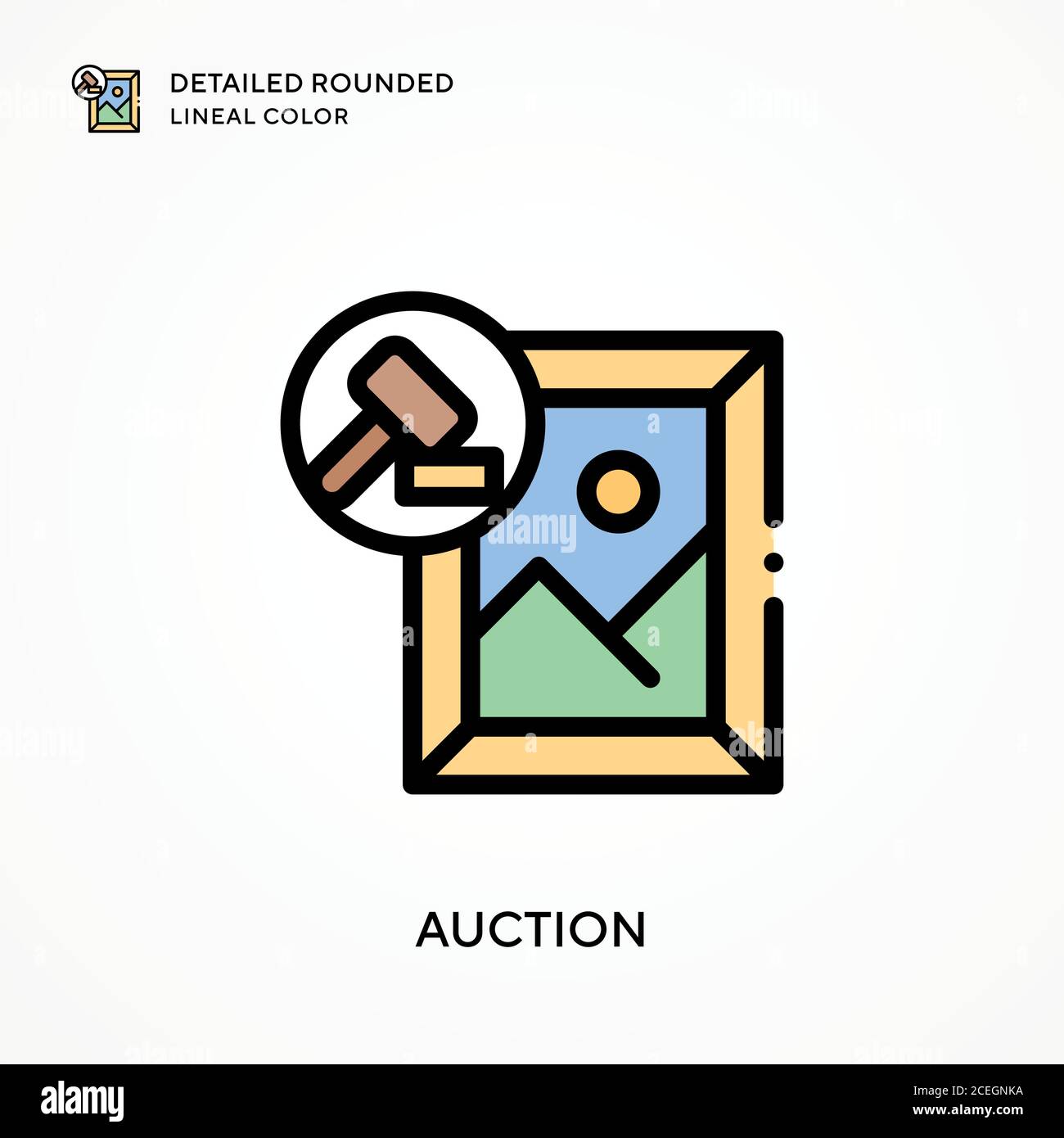 Auction detailed rounded lineal color. Modern vector illustration ...