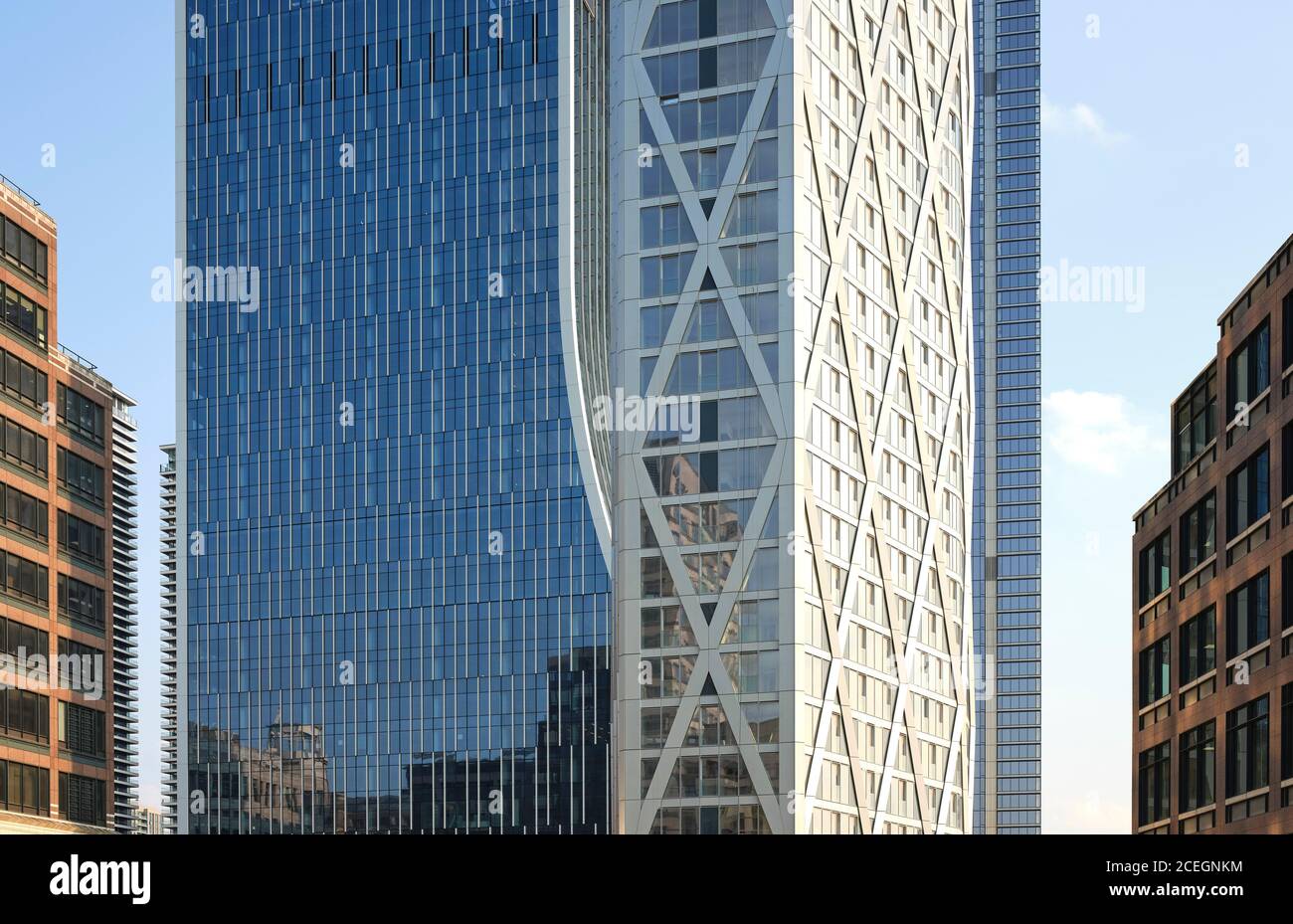 Facade juxtapostion. Newfoundland Tower, London, United Kingdom ...