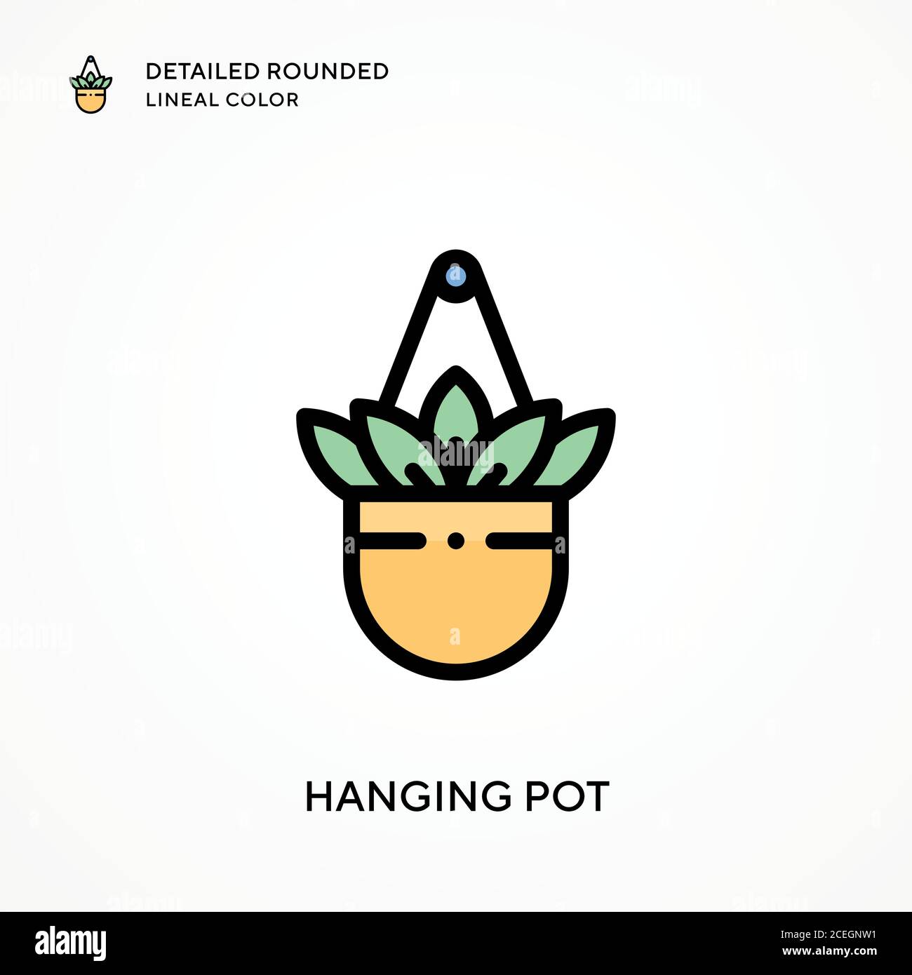 Hanging pot detailed rounded lineal color. Modern vector illustration concepts. Easy to edit and ...