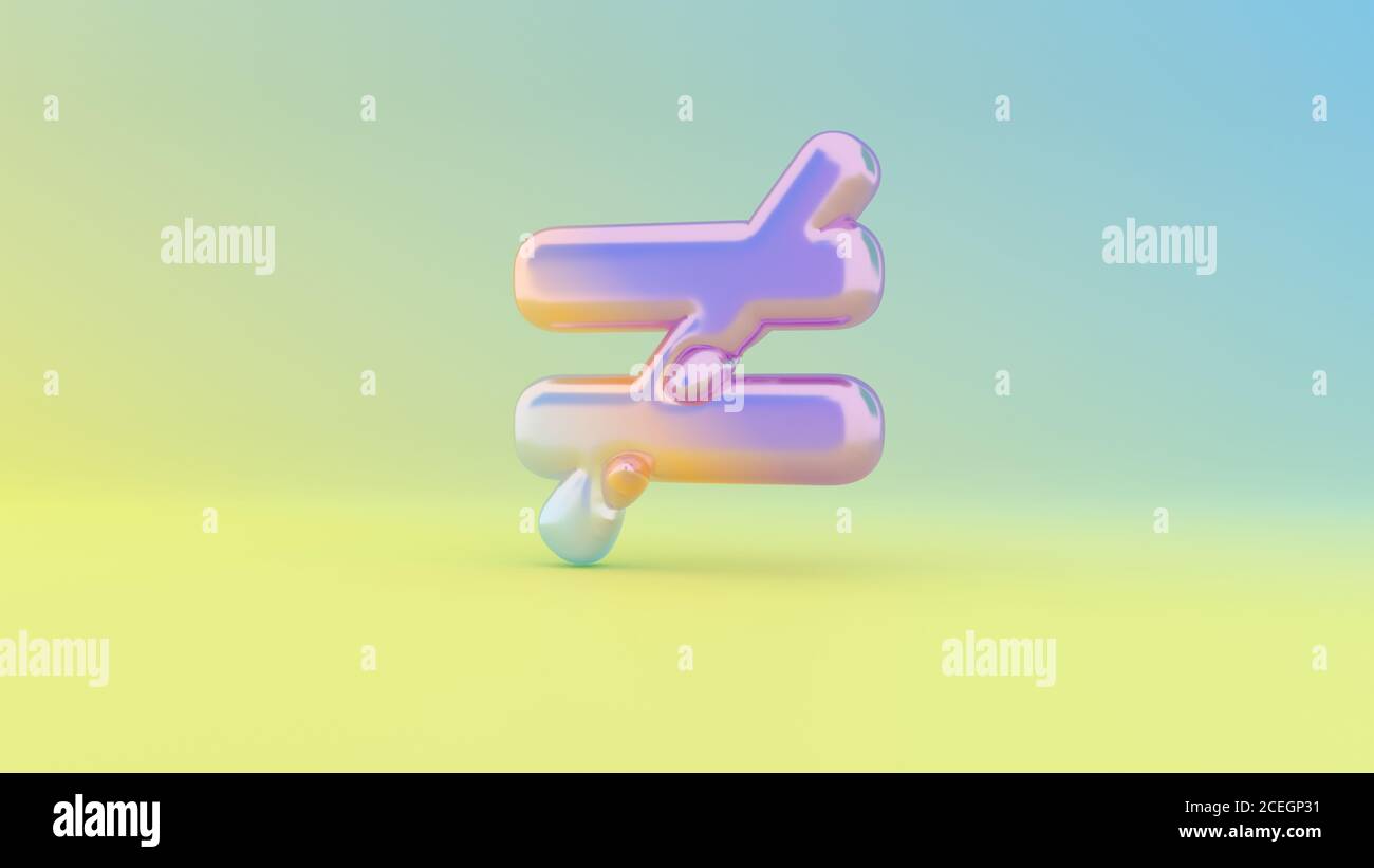 Colorful vibrant 3d rendering puffed symbol of not equal symbol on ...