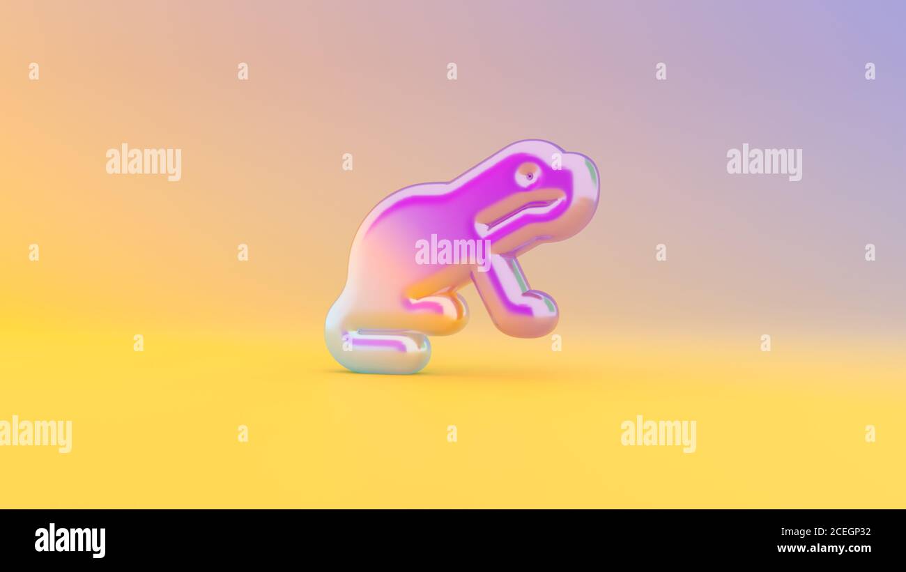 Colorful vibrant 3d rendering puffed symbol of otter from profile on ...