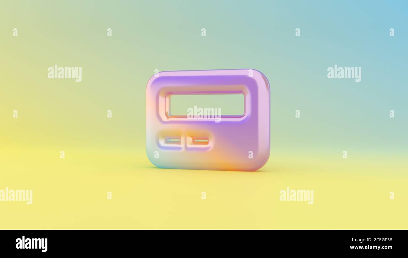 Colorful vibrant 3d rendering puffed symbol of pager on colored ...