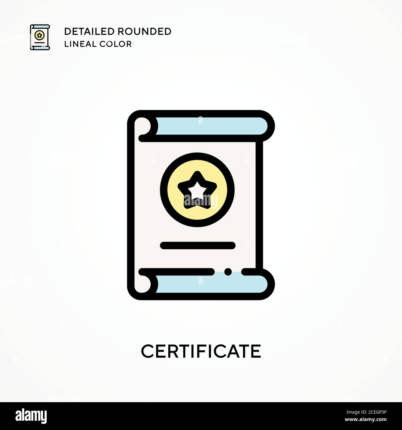 Certificate detailed rounded lineal color. Modern vector illustration ...