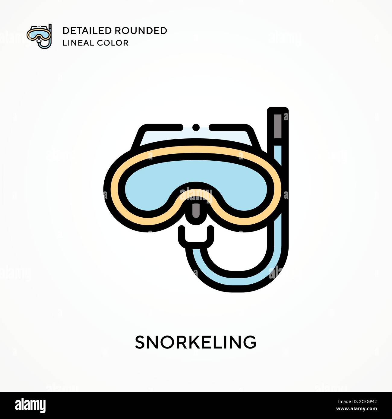 Snorkeling detailed rounded lineal color. Modern vector illustration ...