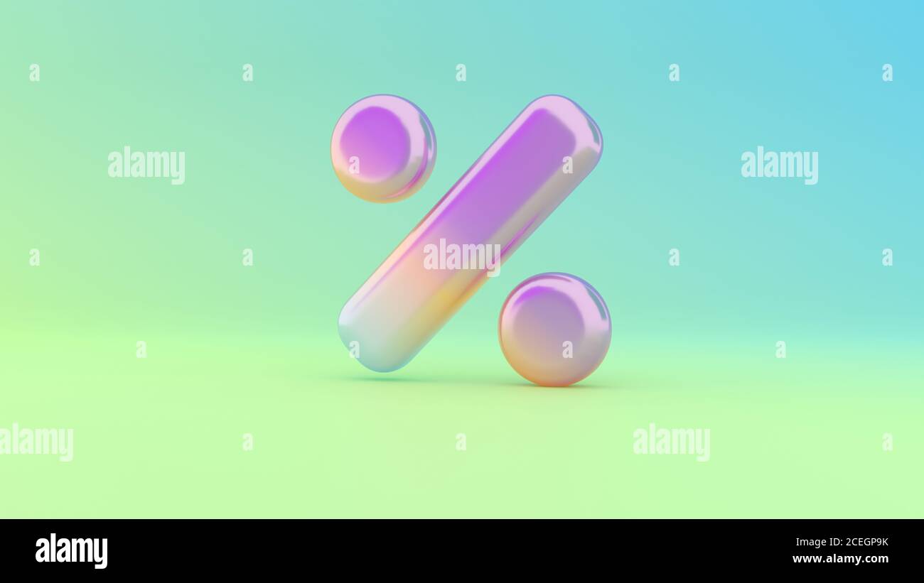 Colorful vibrant 3d rendering puffed symbol of bold percentage symbol ...