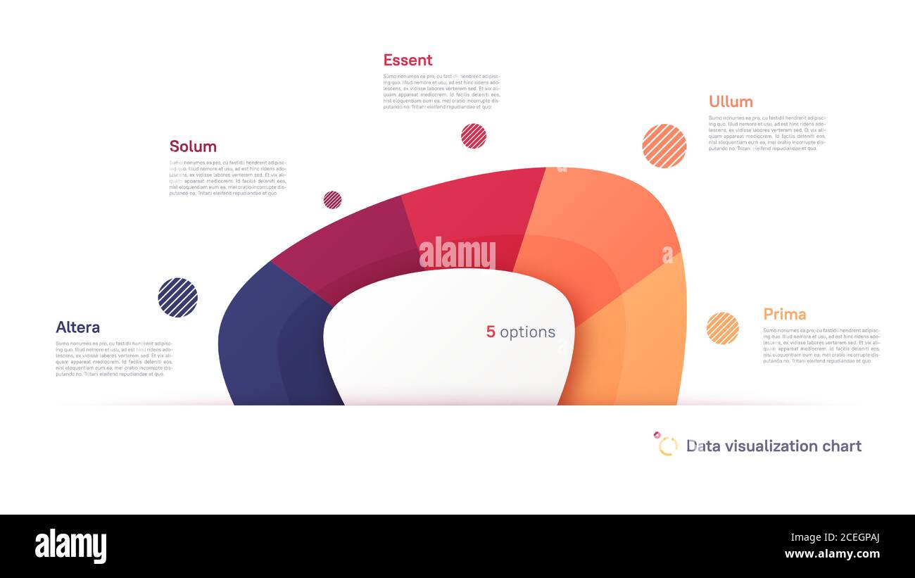 Vector pie chart infographic template in the form of abstract shape ...