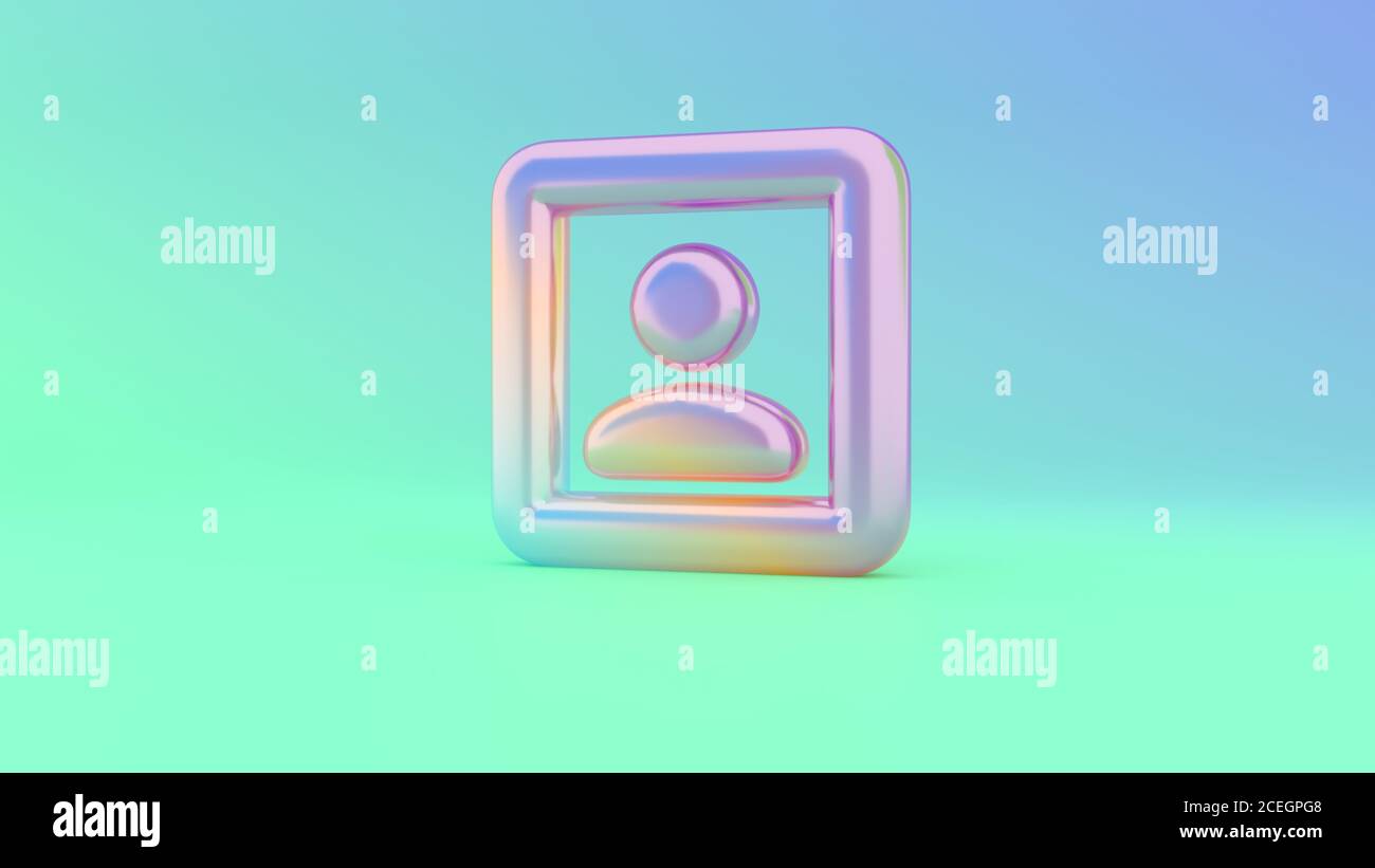 Colorful vibrant 3d rendering puffed symbol of person in square on ...