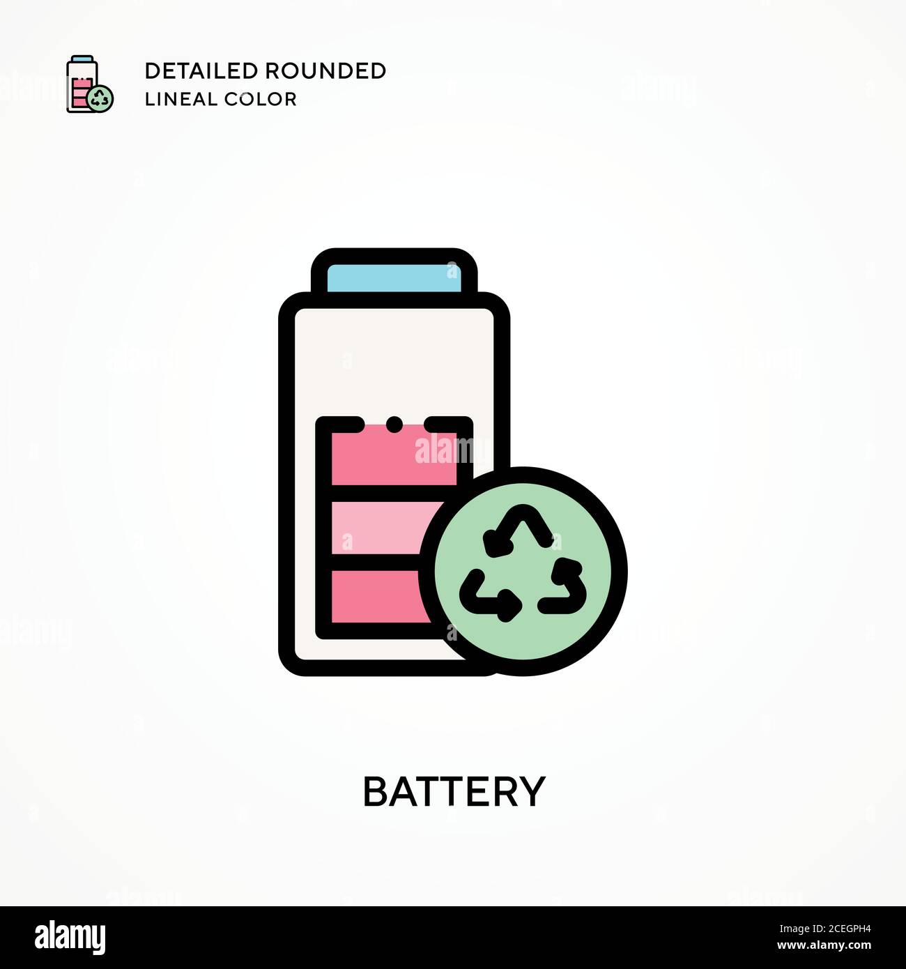 Battery detailed rounded lineal color. Modern vector illustration ...