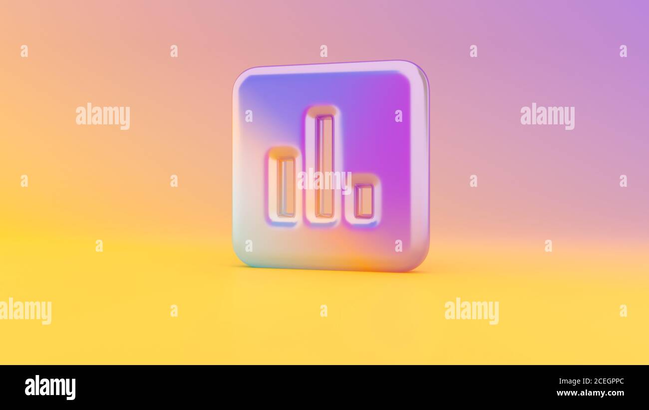 Colorful vibrant 3d rendering puffed symbol of three vertical lines in ...