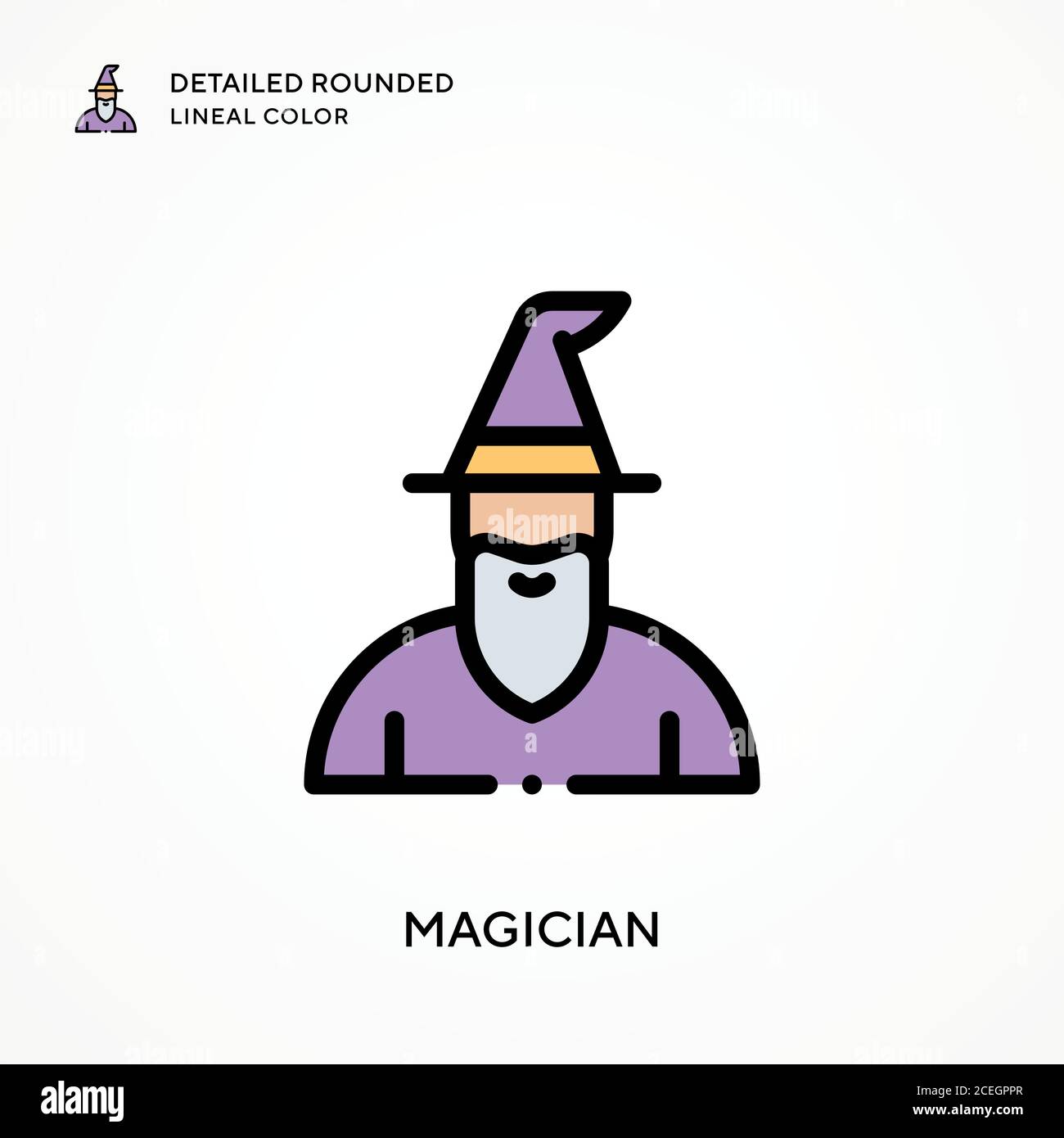 Magician detailed rounded lineal color. Modern vector illustration concepts. Easy to edit and ...
