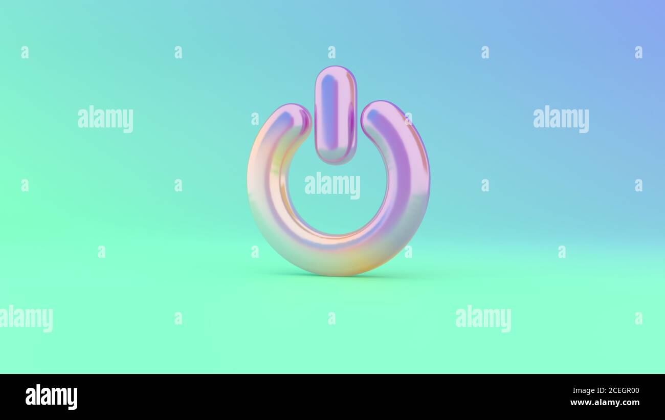Colorful vibrant 3d rendering puffed symbol of power button sign on ...