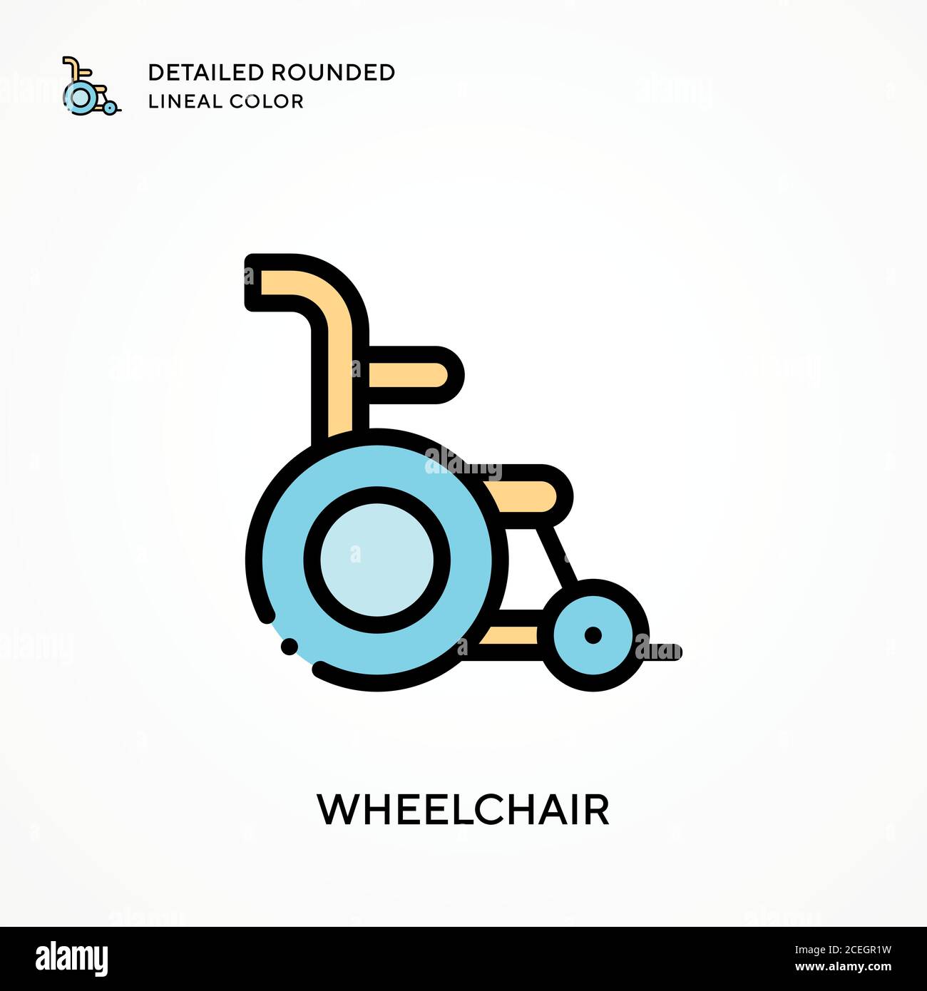 Wheelchair detailed rounded lineal color. Modern vector illustration ...