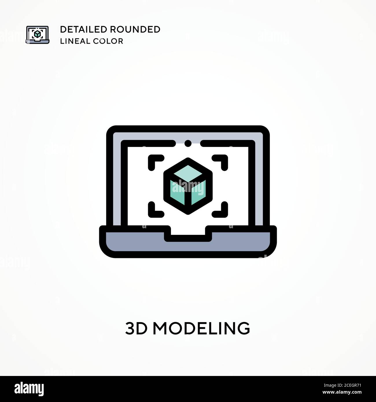 3d modeling detailed rounded lineal color. Modern vector illustration ...