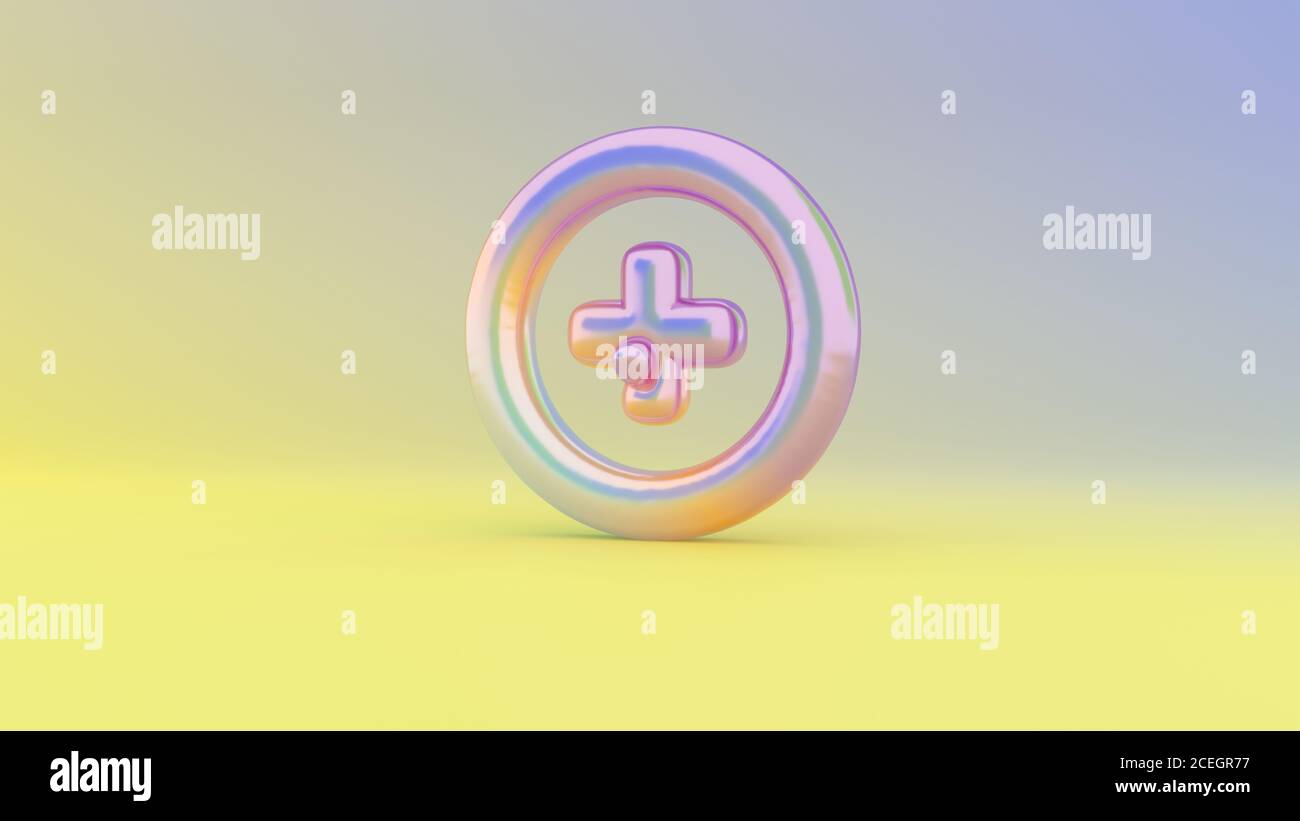 Colorful vibrant 3d rendering puffed symbol of plus in circle on ...